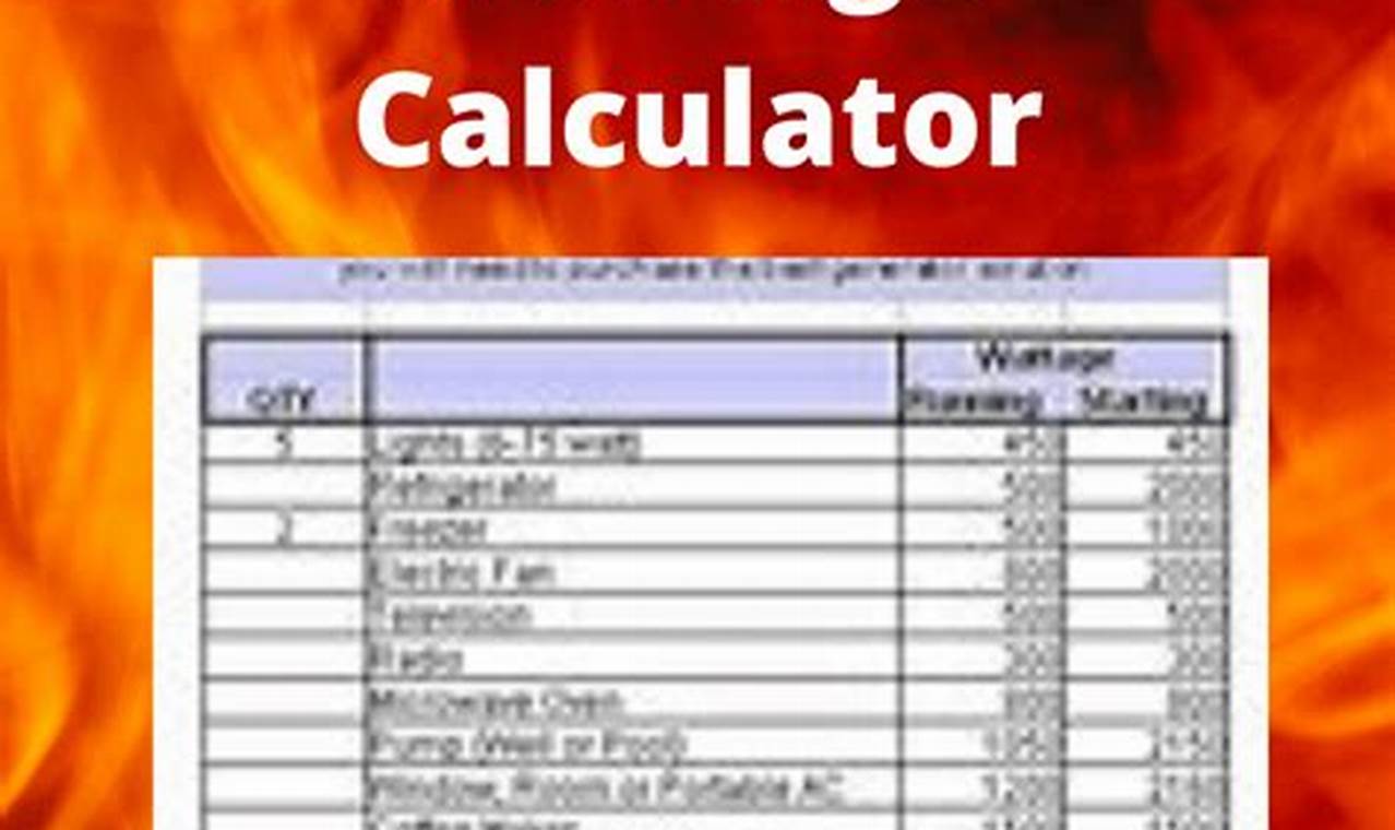 Portable Generator Sizing Calculator