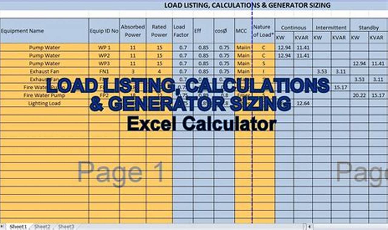 Best Portable Generator Sizing Calculator (Excel) Guide